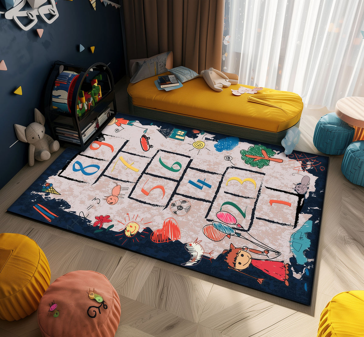 Anti Skid Non Slip Heavy Kids Rug Digital Print Stapoo Day Living Room ...